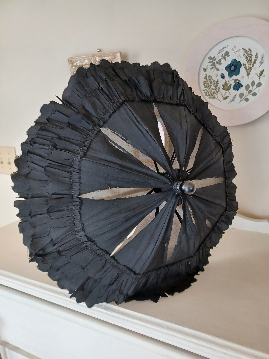 Victorian Parasol Folding Silk Mourning Parasol Late 1800s Child's ...