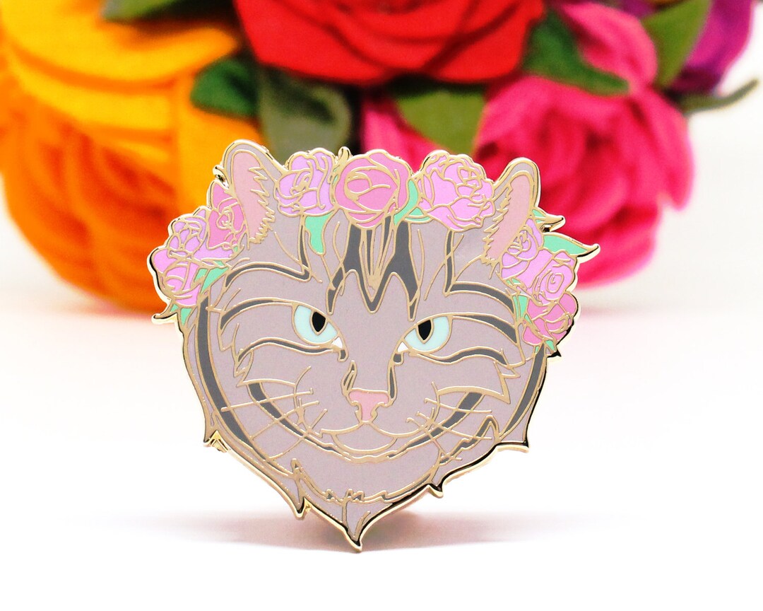 Gray Tabby Cat Enamel Pin - Valentines Day Gift for Her - Galentines ...