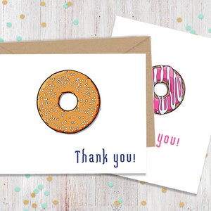 Set of 10 Donut Thank You Cards, Doughnut Cards, Greeting Cards, Funny ...