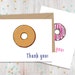 Set of 5 Donut Thank You Cards, Doughnut Cards, Greeting Cards, Funny ...