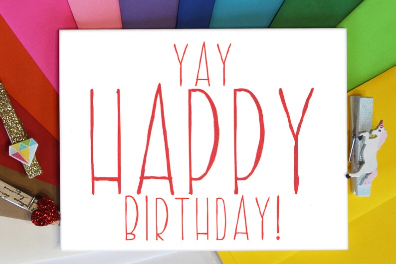 Yay Happy Birthday Happy Birthday Card Birthday Card Funny - Etsy