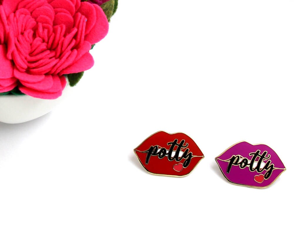 Gift for Her, Valentines Day Gift, Potty Mouth Enamel Pin, Cute Enamel ...