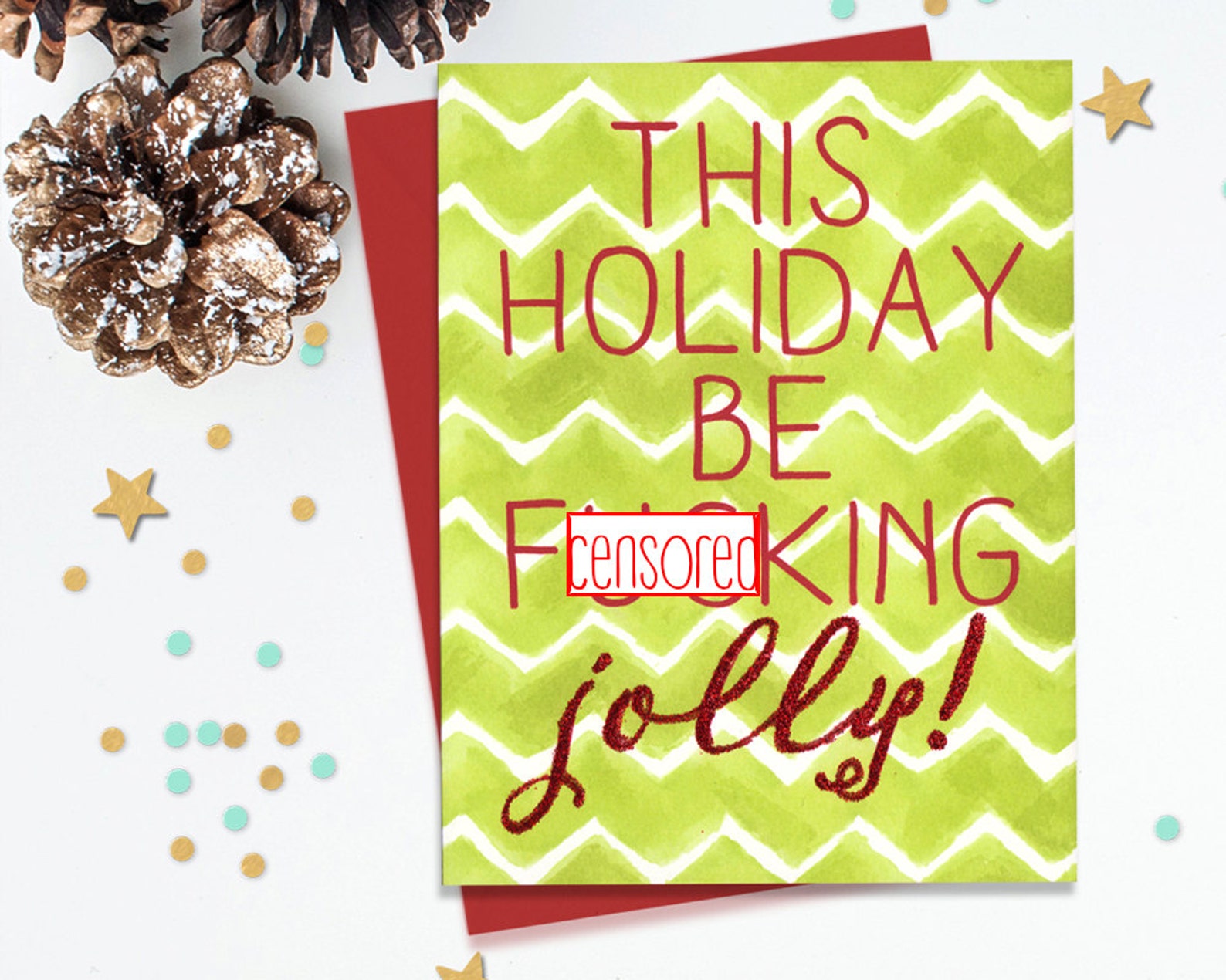 Mature This Holiday Be F'N Jolly Funny Holiday Card | Etsy