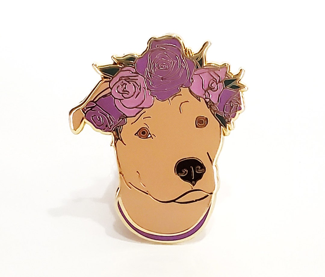 Pit Bull Enamel Pin: Flower Crown Dog Lover Gift - Etsy