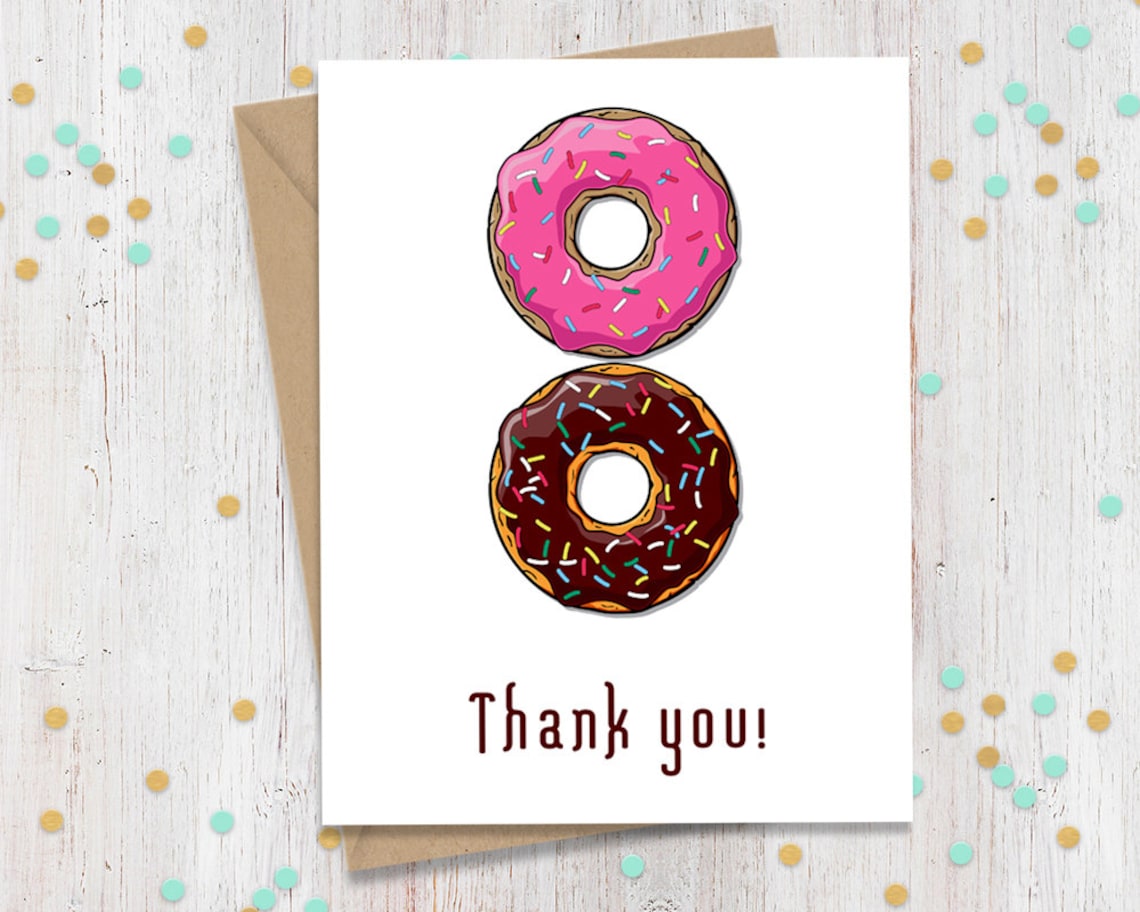 Set of 10 Donut Thank You Cards Doughnut Cards Greeting | Etsy