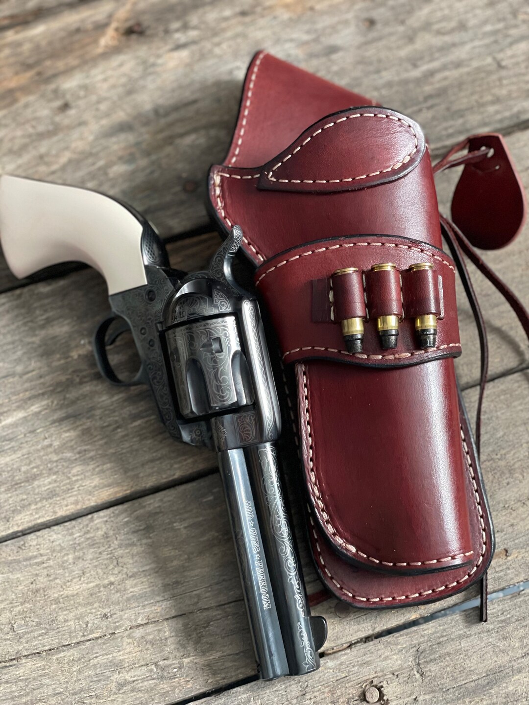 Single Action Holster Leather Holster Bullet Loops on Strap Crossdraw ...