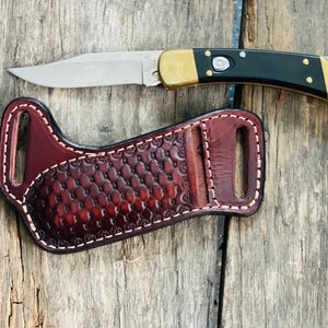 Deluxe Buck 110 Sheath Leather Pocket Knife Sheath Horizontal Sheath ...