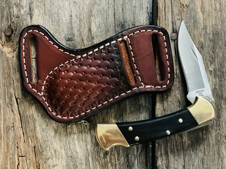 Deluxe Buck 112 Sheath Leather Folding Knife Sheath Horizontal Sheath ...