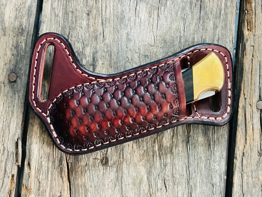 Deluxe Buck 110 Sheath Leather Pocket Knife Sheath Horizontal Sheath ...