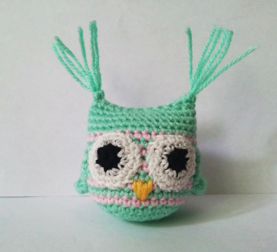 Crochet Owl Stress Ball Worry Pet Amigurumi Bird Pocket Anxiety Buddy ...