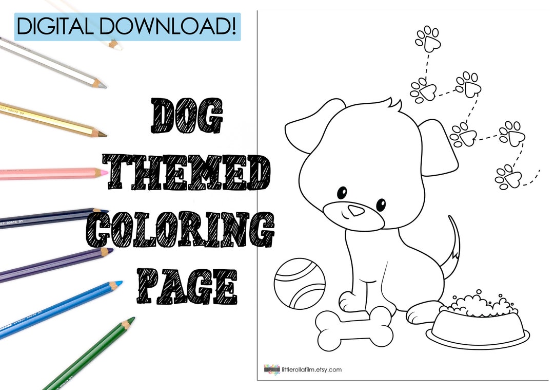 Printable Coloring Page, Digital Download, Dog Coloring, Coloring ...