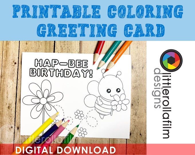 Bee Coloring Page Special Card Printable - Mother's Day - Father's Day ...