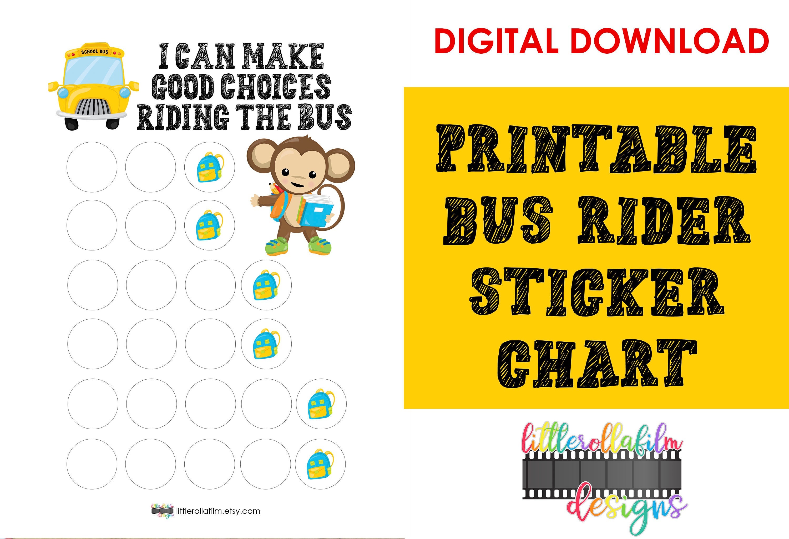 Printable Sticker Chart Bus Riding Chart Kids Chart Student - Etsy ...