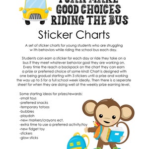 Printable Sticker Chart, Bus Riding Chart, Kids Chart, Student Chart ...