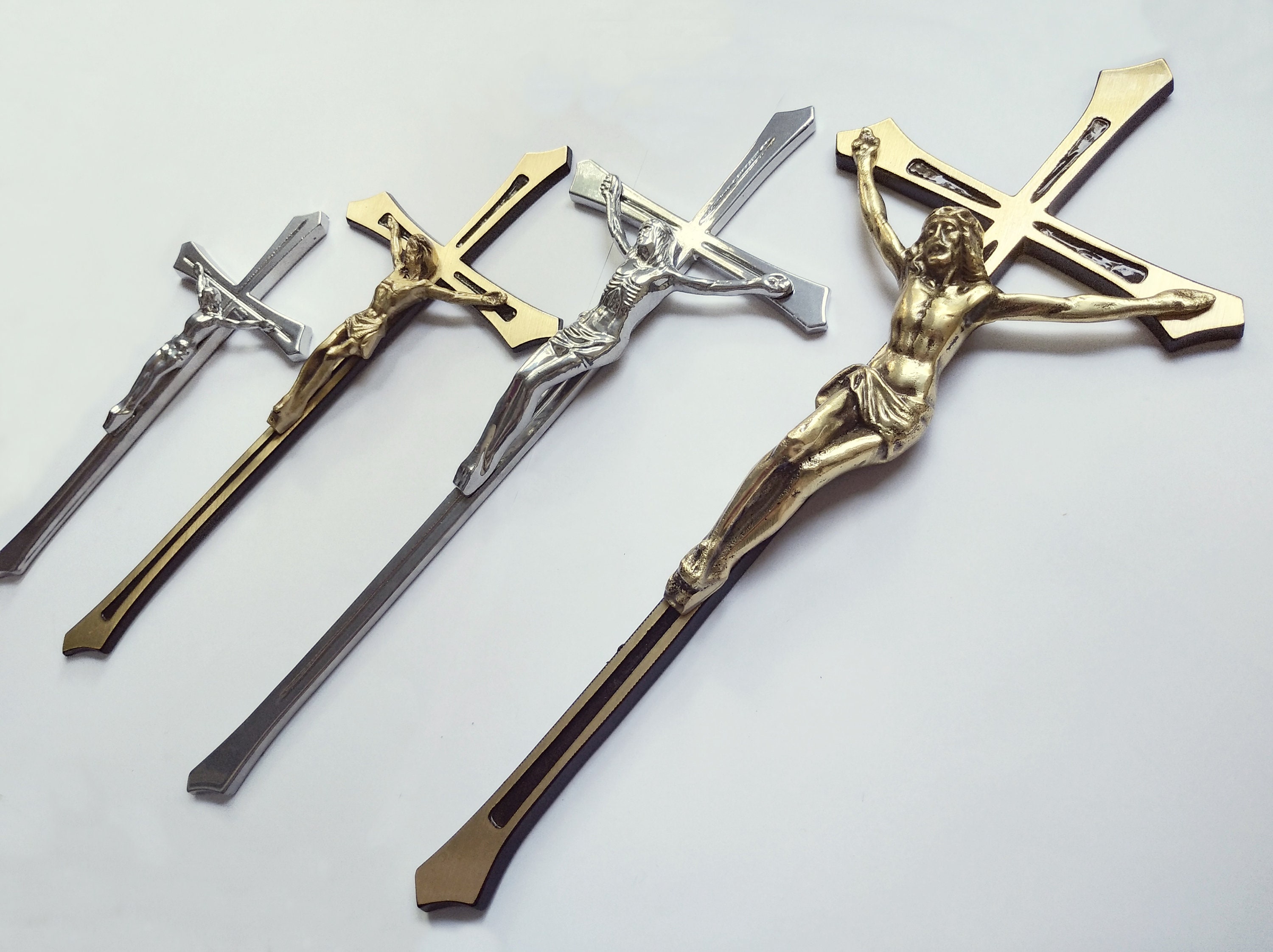 Large Wall Crucifix of Solid Brass 3d Wall Art Cross Catholic Gifts ...