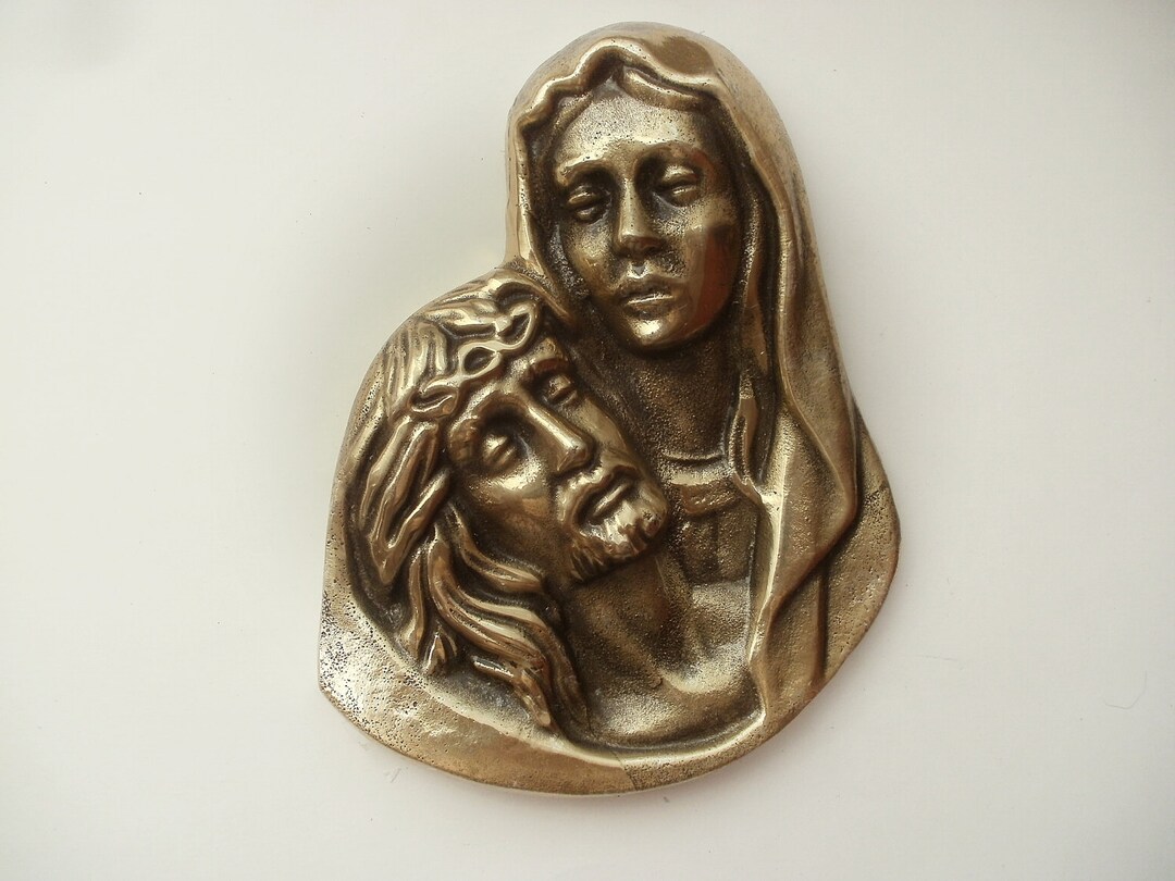 Grave Ornaments Virgin Mary & Jesus Christ Brass Tombstone Decoration ...