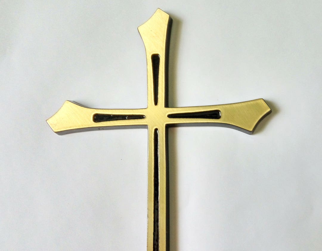 Cross for Headstone Golden Decor for Monument Solid Brass Cross Granit ...