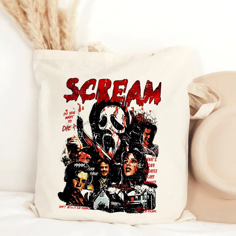 Ghostface Horror Tote Bag, Ghostface Tote Bag, Horror Movie Character Bag