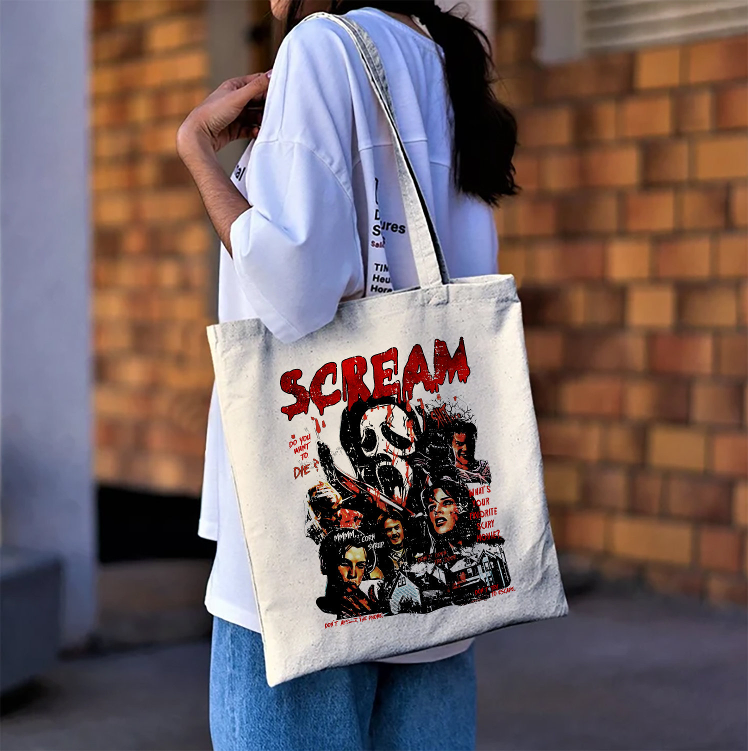 Ghostface Horror Tote Bag, Ghostface Tote Bag, Horror Movie Character Bag