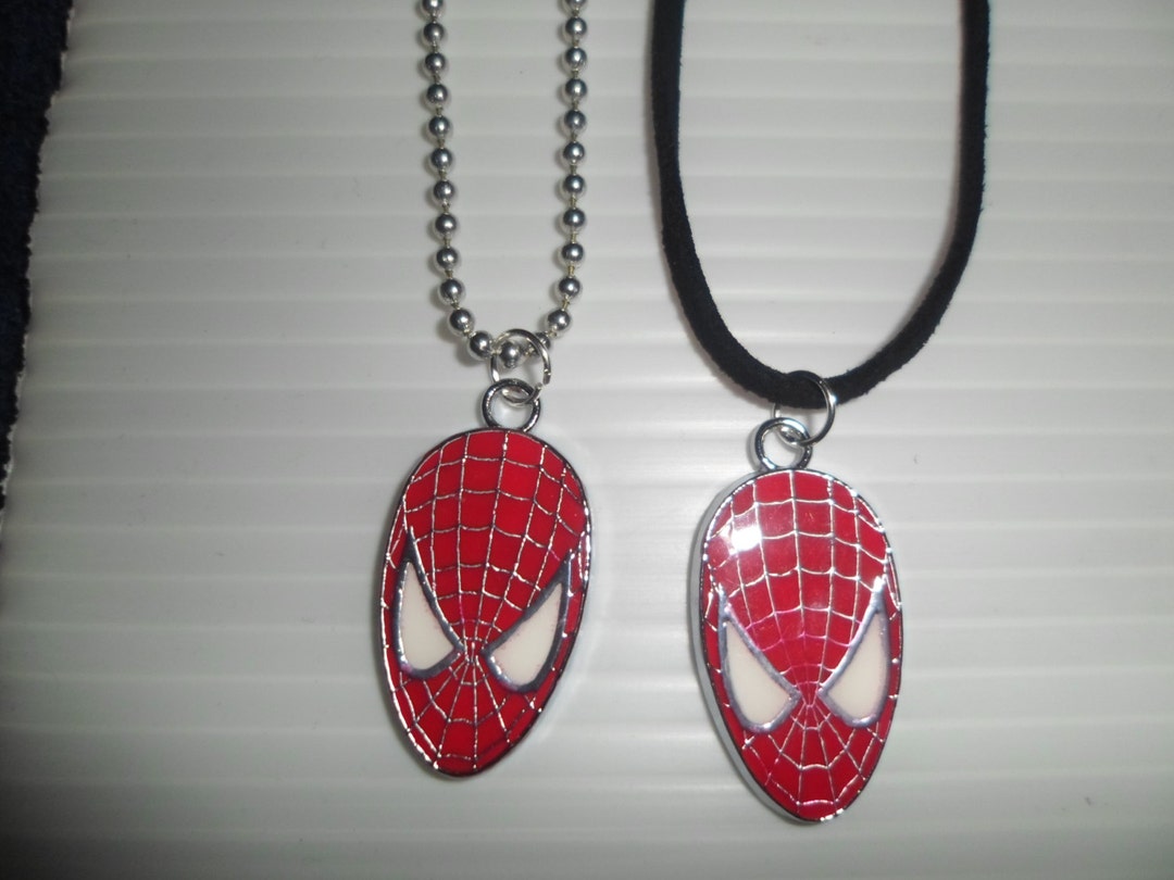 Spider-man Head Metal Charm Pendant 18"necklace - Etsy