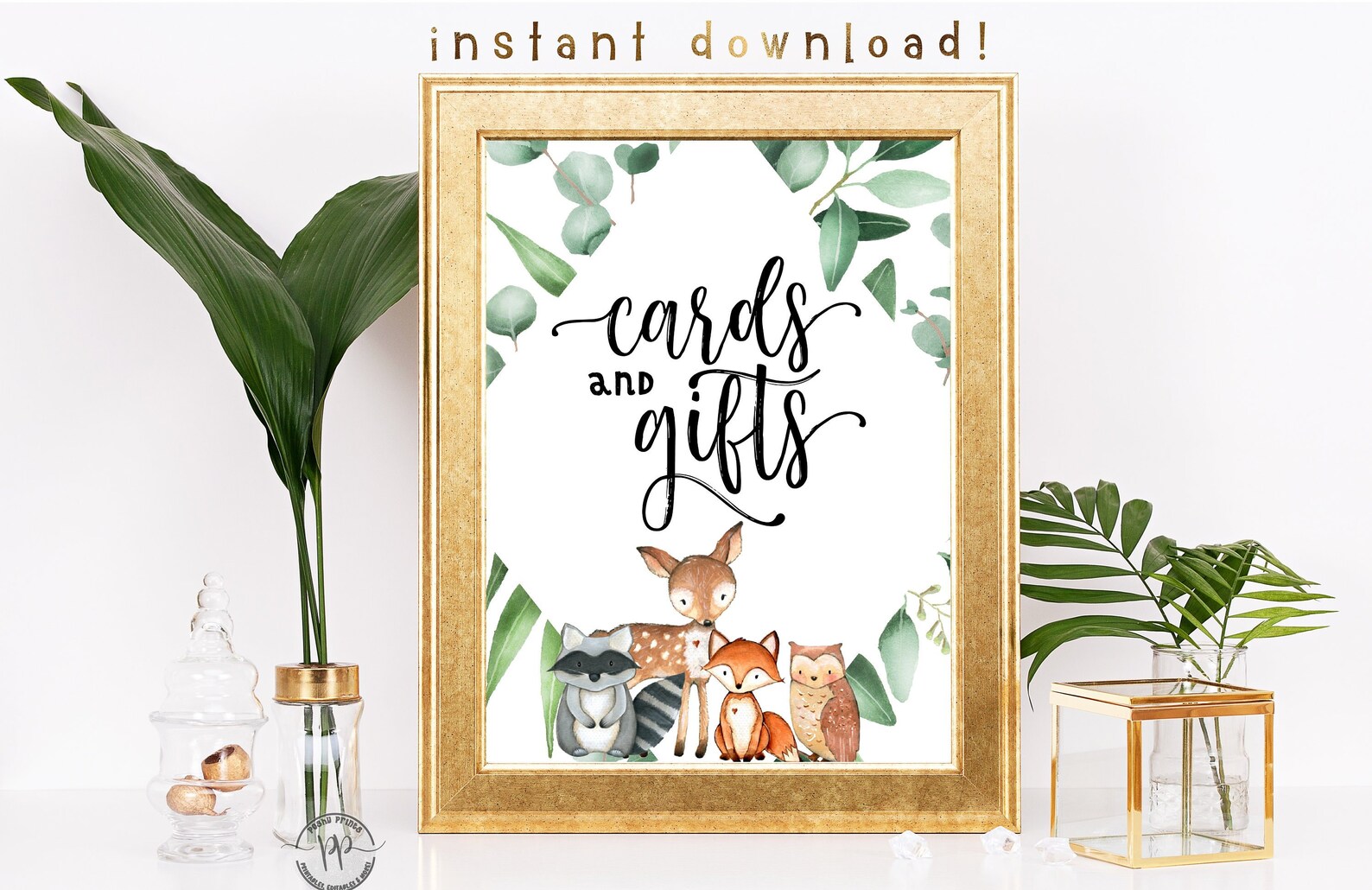 Woodland Animal Cards and Gifts Printable Sign INSTANT | Etsy