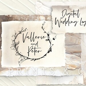 Whimsical Digital Wedding Logo Floral Wedding Logo Wedding Monogram ...