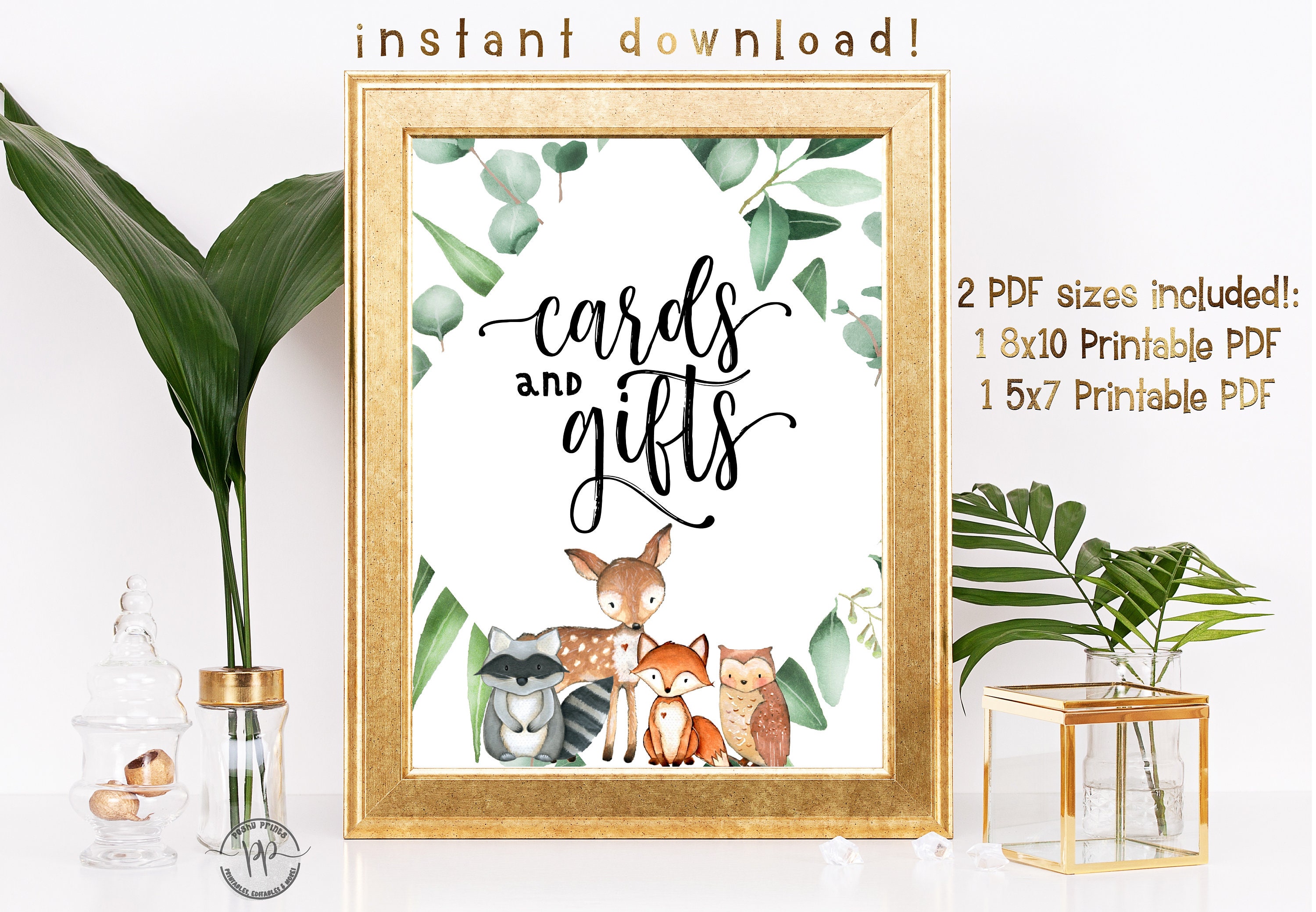 Woodland Animal Cards and Gifts Printable Sign INSTANT | Etsy