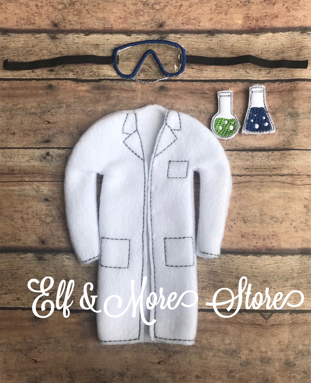 Custom Christmas Elf Scientist Lab Coat Goggles Beakers Photo Prop ...