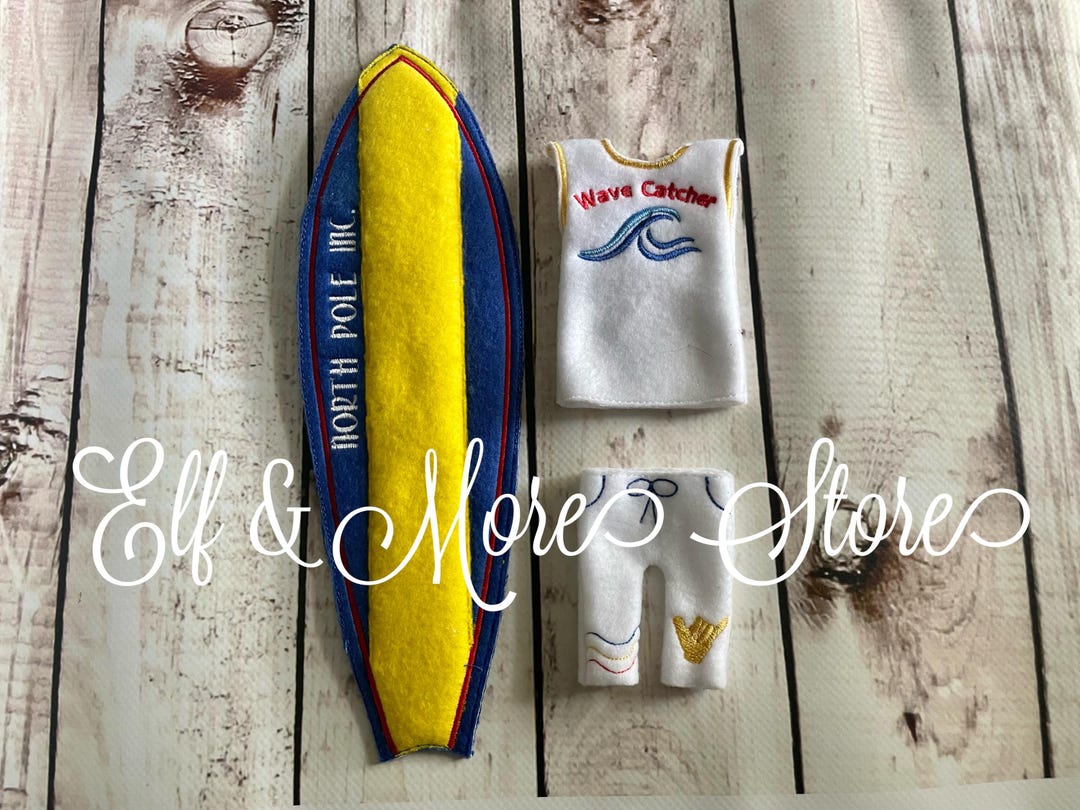 Ready to Ship Custom Christmas Elf Doll Surf Board, Tank Shirt Shorts ...