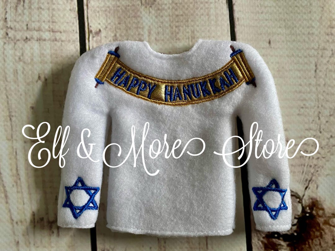 Custom Christmas Elf Hanukkah Jewish Menorah Sweater Shirt Clothing ...