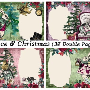 Alice in Wonderland Christmas Junk Journal Pages (30), Winter ...