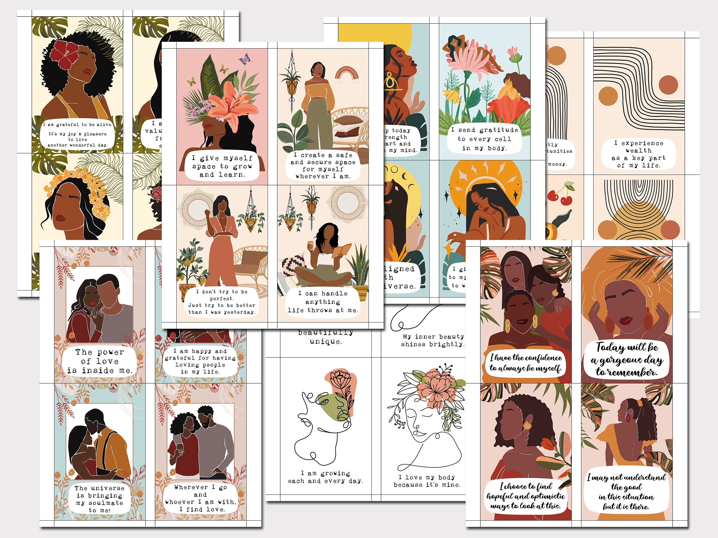 150 African American Women Printable Affirmation Cards, Positive Self ...