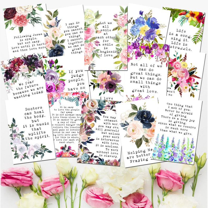 120 Mother Teresa Quotes Printable Cards Saint Teresa of - Etsy