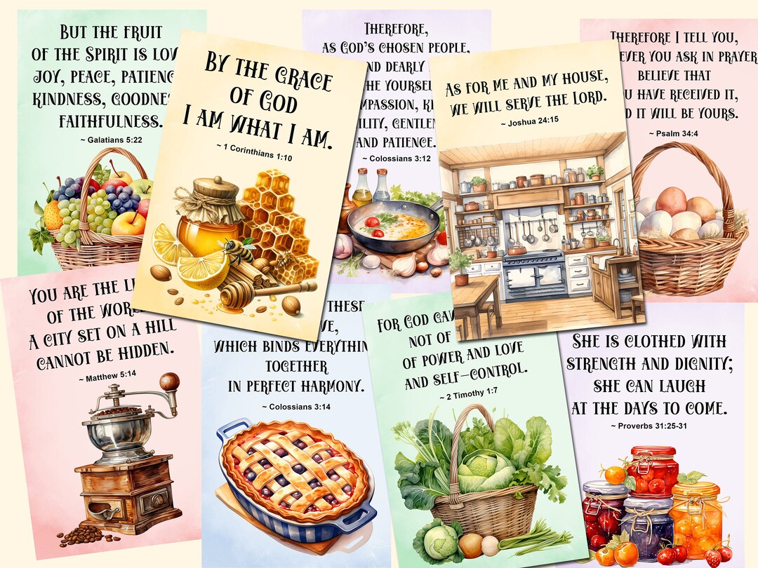 Vintage Kitchen Scripture Digital Cards 4x6'', Kitchen Scrapbooking ...