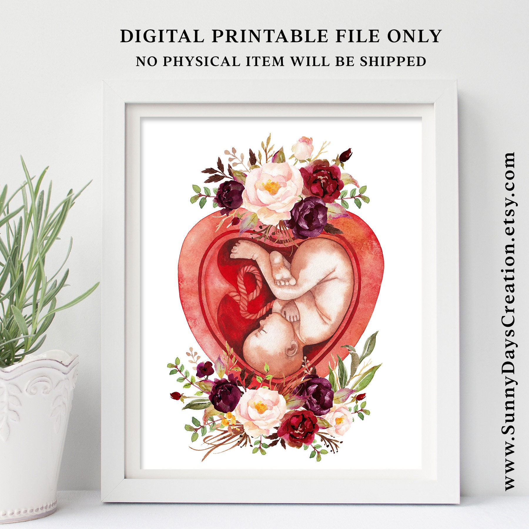 Pregnancy Watercolor Printable Wall Art Midwife Gift | Etsy