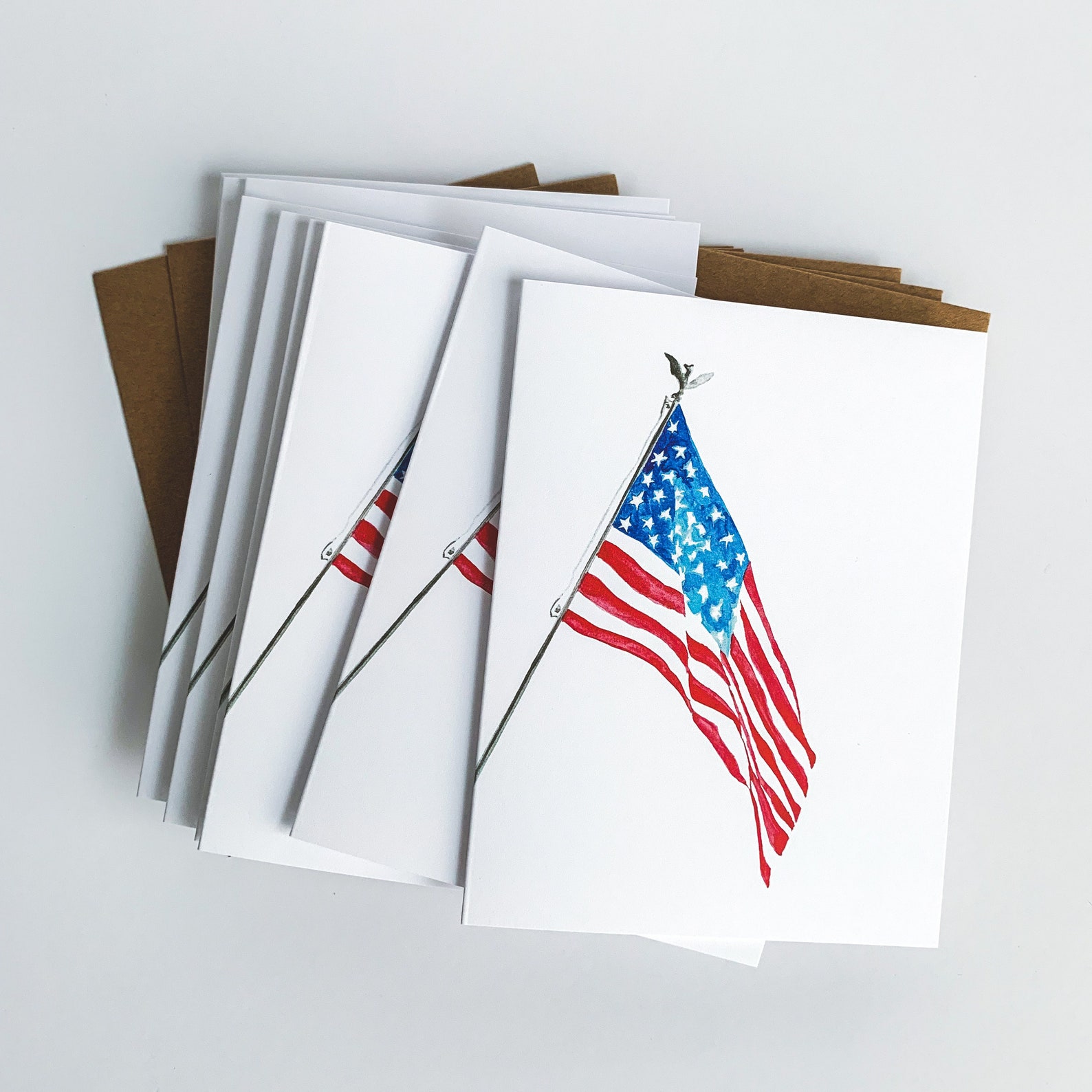 American Flag Card USA Flag Stationery Land of the Free - Etsy