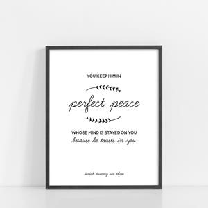 Perfect Peace Printable - Isaiah 26:3 Bible Verse Scripture Art 8x10 ...