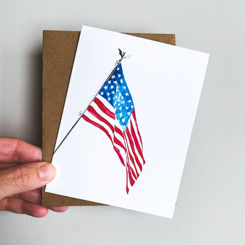 American Flag Card USA Flag Stationery Land of the Free - Etsy