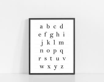 Alphabet Printable Poster Black and White Decor Simple Cute - Etsy