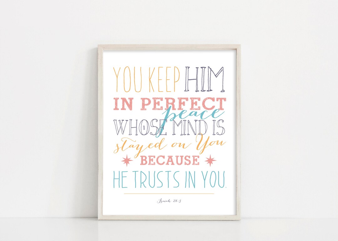 Perfect Peace Wall Art - Isaiah 26:3 Bible Verse Scripture Art - 8x10 ...
