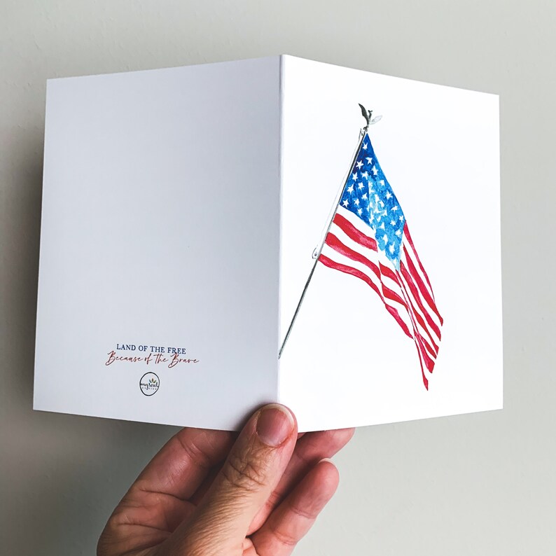 American Flag Card USA Flag Stationery Land of the Free - Etsy