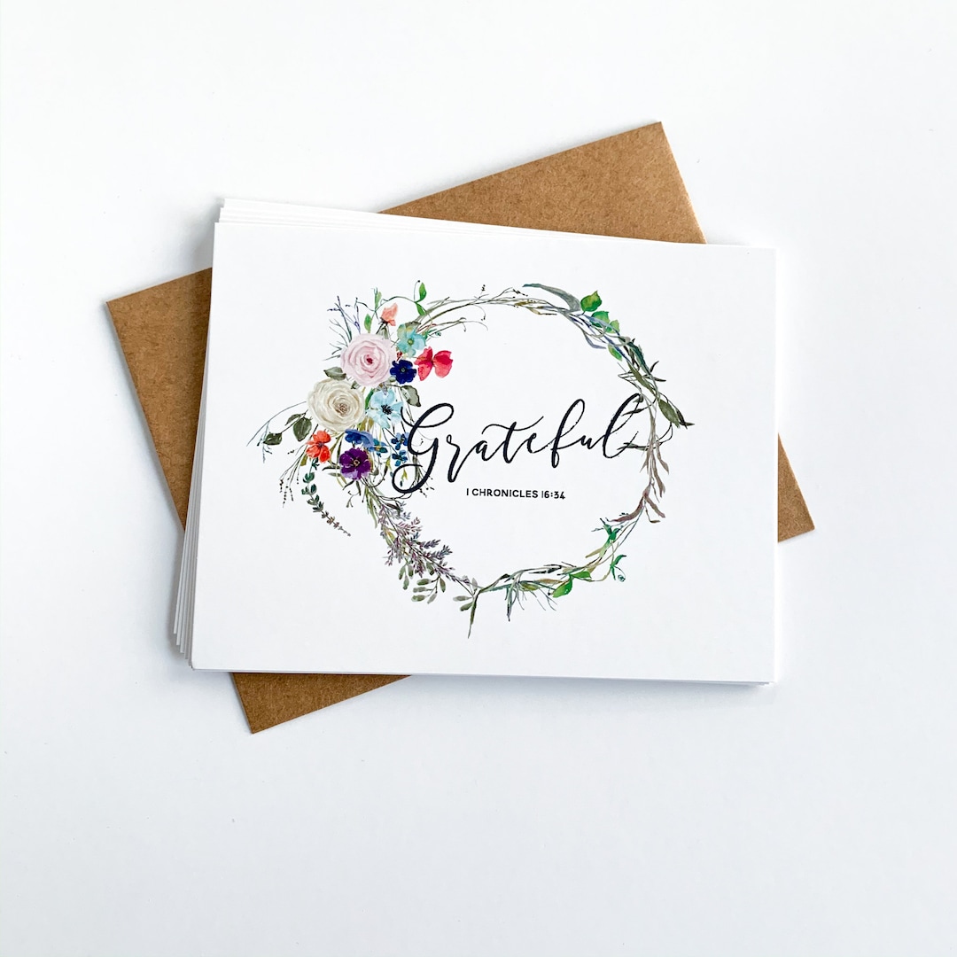 Floral Grateful Note Cards: Spring Stationery With Craft Envelopes - Etsy