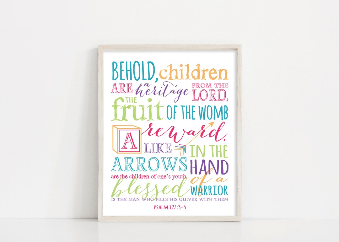 Psalm 127 Nursery Print: Bible Verse Kids Room Art (digital Download ...