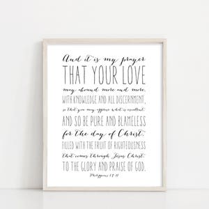 Philippians 1 9-11 Printable Art, That Your Love May Abound Scripture ...