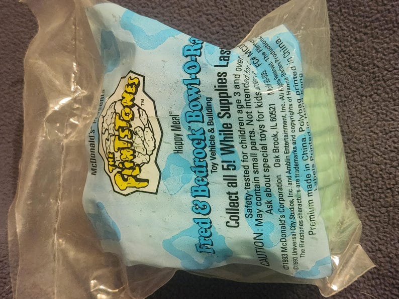 1993 Mcdonalds the Flintstones Fred Bedrock Bowl-o-rama Happy Meal NIP ...