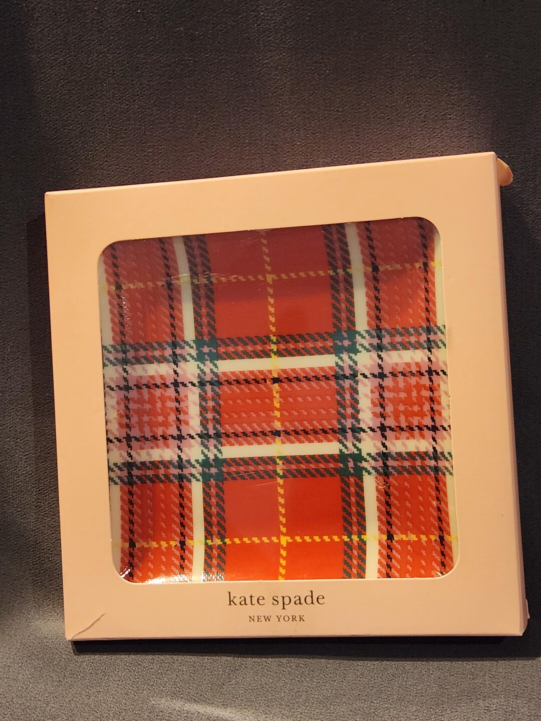 KATE SPADE Lenox 5.75” Red Christmas Plaid Square Tray - Etsy