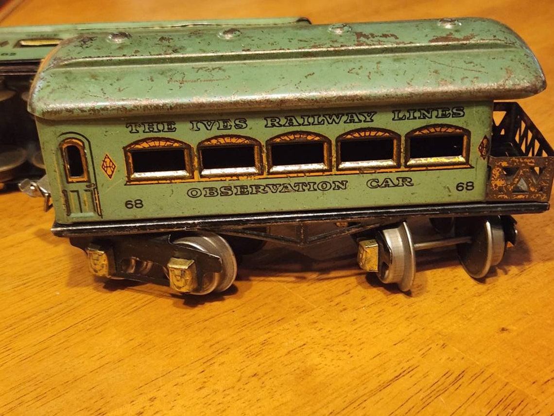 The Ives Railway Lines Dark Green Parlor Passenger Train Car 62 & Car ...