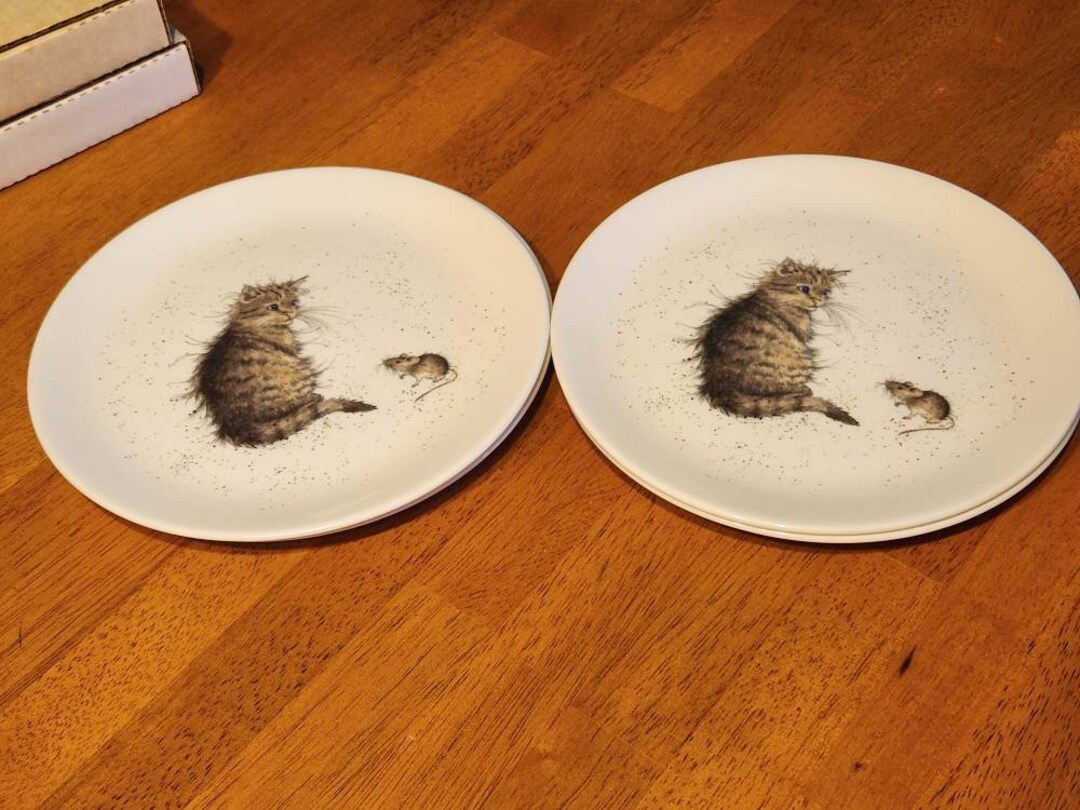 Royal Worcester Wrendale Designs Cat and A Mouse 8 Inch Coupe Plates - Etsy
