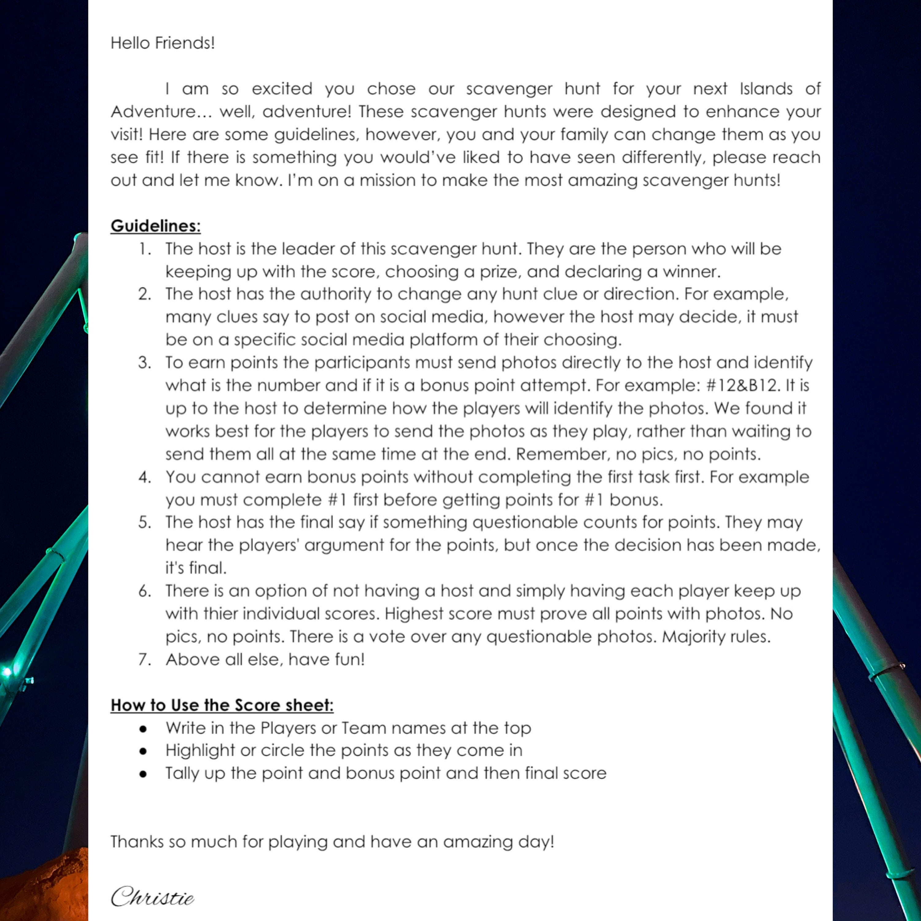 Islands of Adventure Scavenger Hunt - Etsy