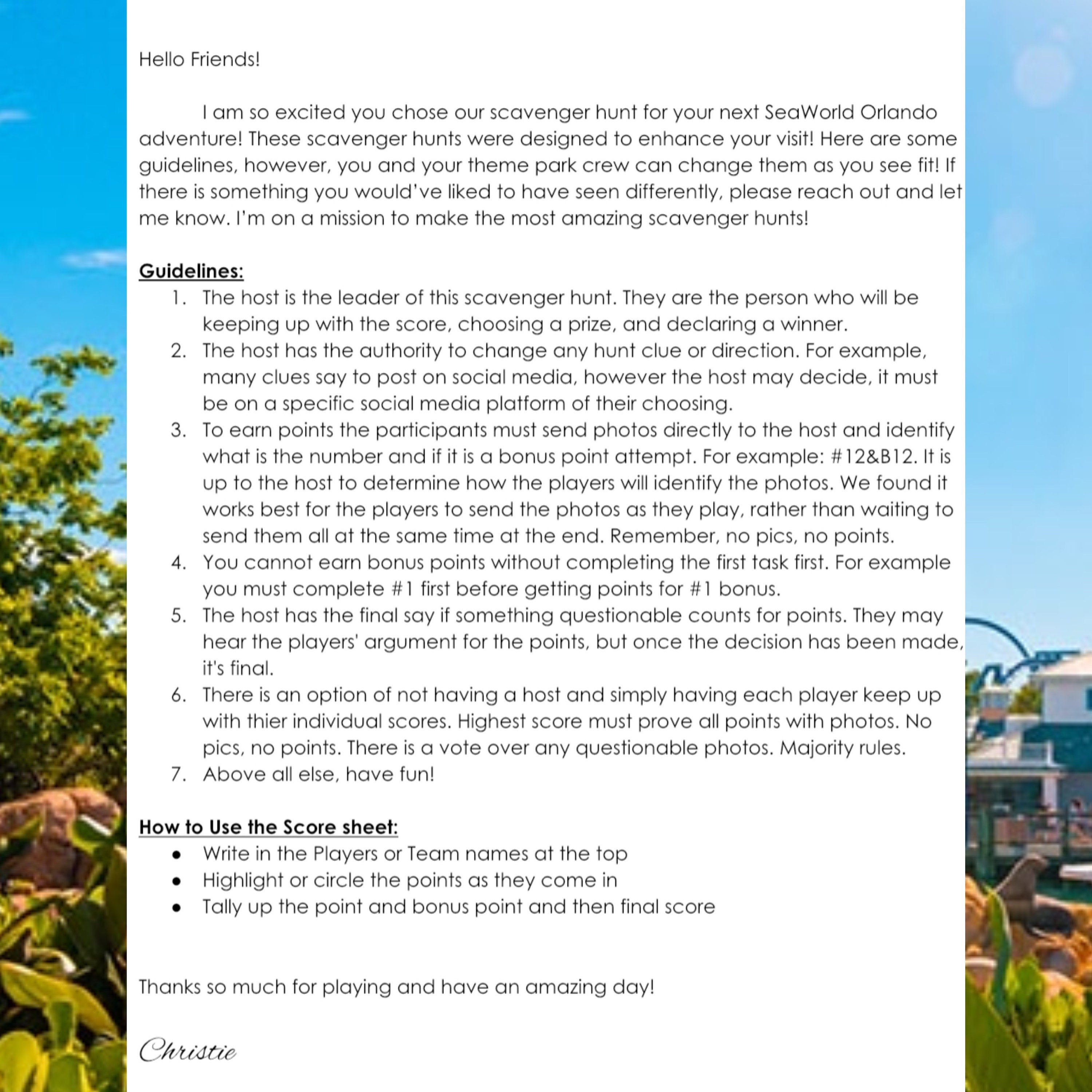 Seaworld Orlando Scavenger Hunt - Etsy